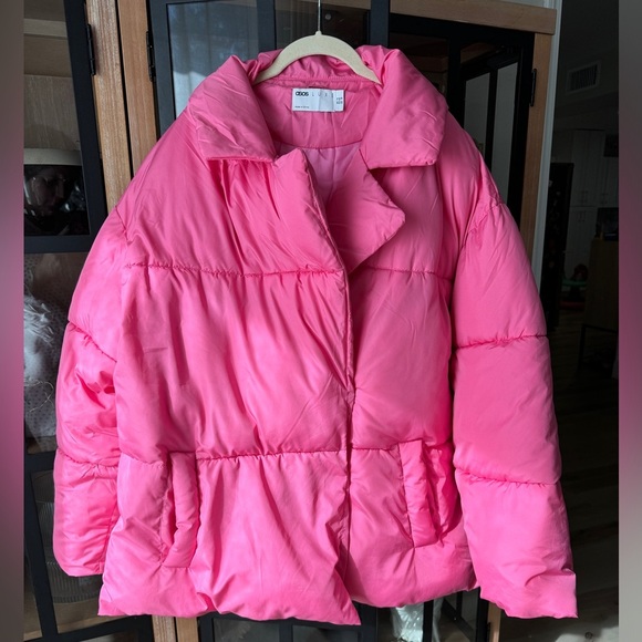 ASOS | Jackets & Coats | Asos Luxe Wrap Puffer Coat Hot Pink Jacket ...